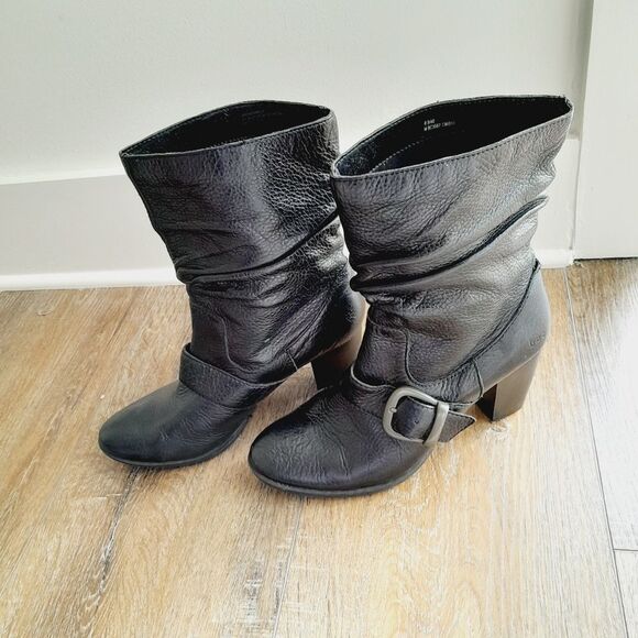 b.o.c. | Shoes | Boc Leather Chunky Comfort Buckle Mid Calf Scrunchie ...
